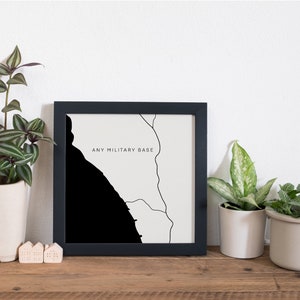Custom MILITARY BASE MAP, Abstract Art, Personalized Dates, Minimal ...
