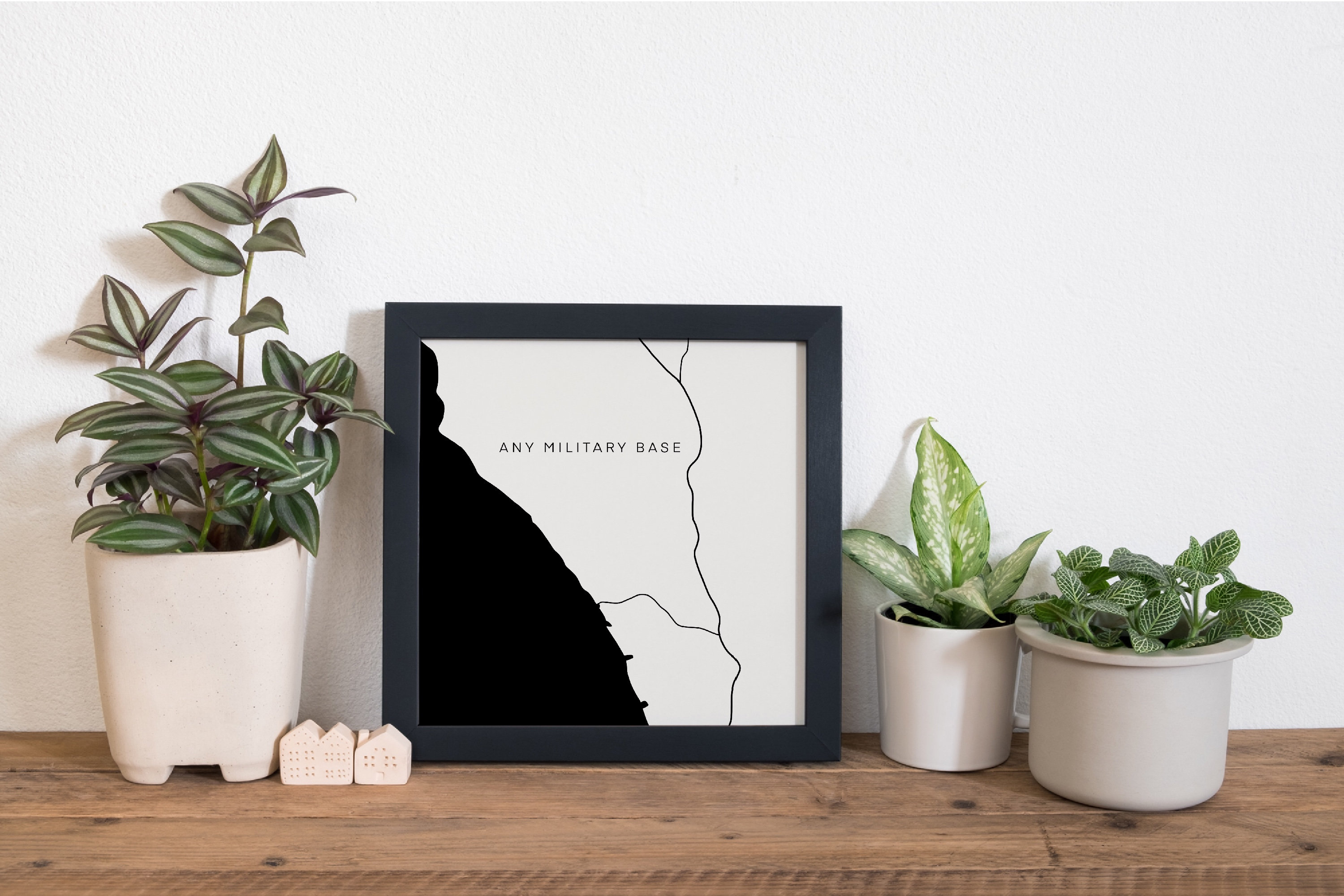 Custom MILITARY BASE MAP, Abstract Art, Personalized Dates, Minimal ...