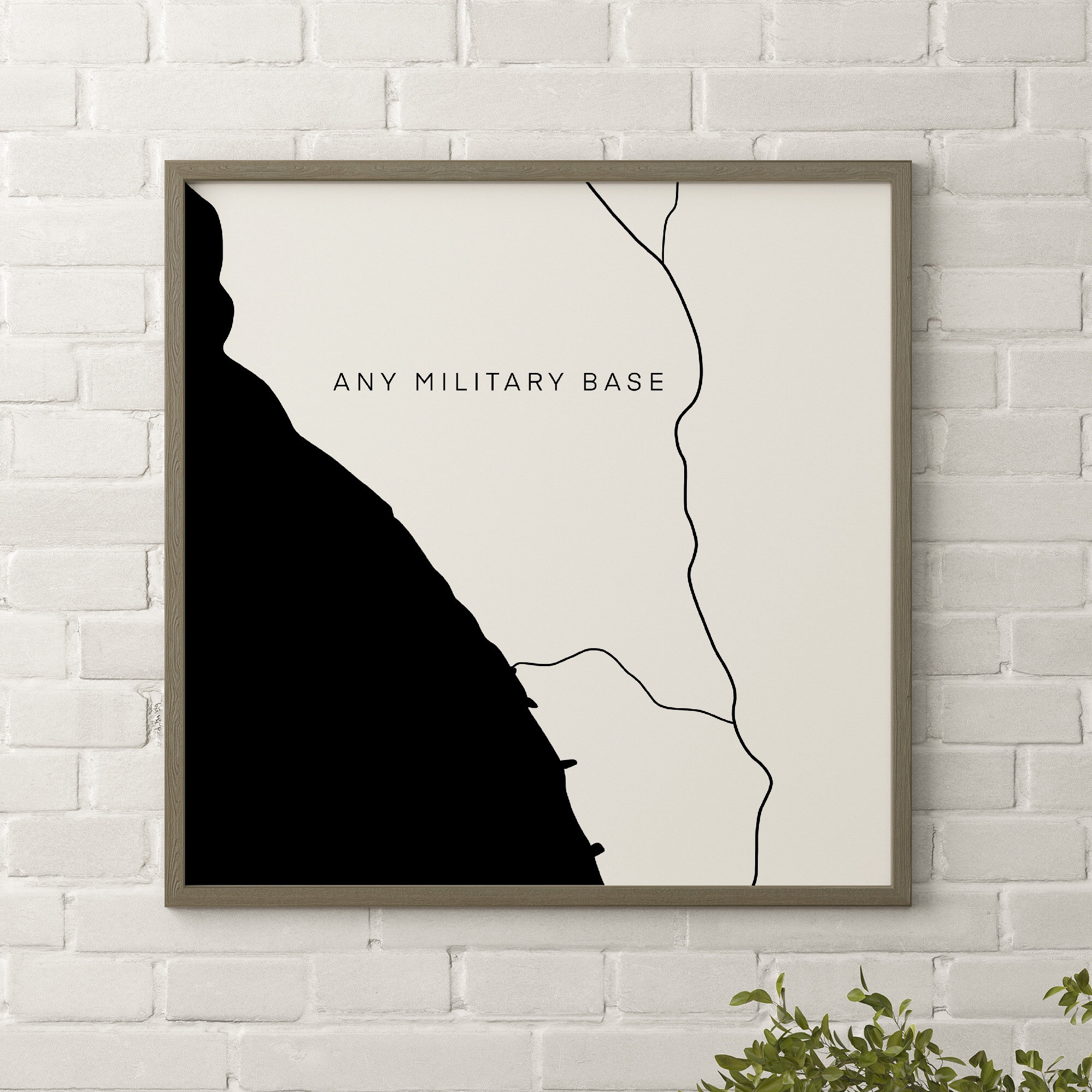 Custom MILITARY BASE MAP, Abstract Art, Personalized Dates, Minimal ...