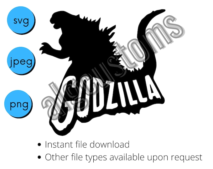Godzilla Text Silhouette Stencil Cricut Svg Jpeg Png - Etsy