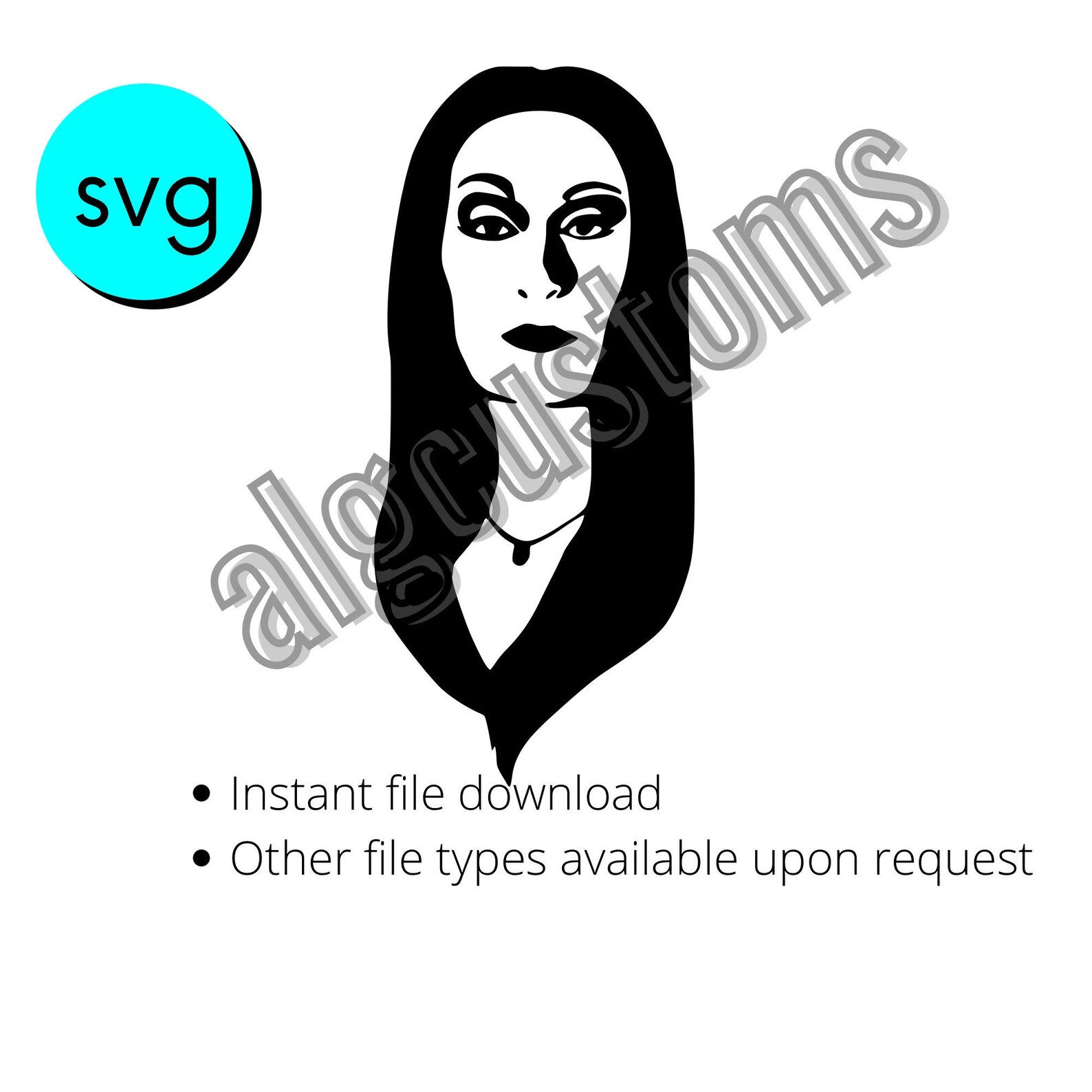 Morticia Addams Family Stencil Cricut Silhouette Svg Download - Etsy