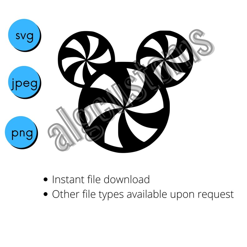 Mickey Peppermint Silhouette Stencil Cricut Svg Jpeg Png - Etsy