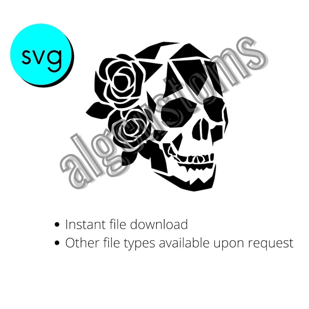 Skeleton Skull Roses Halloween Stencil Silhouette Cricut Svg Download ...