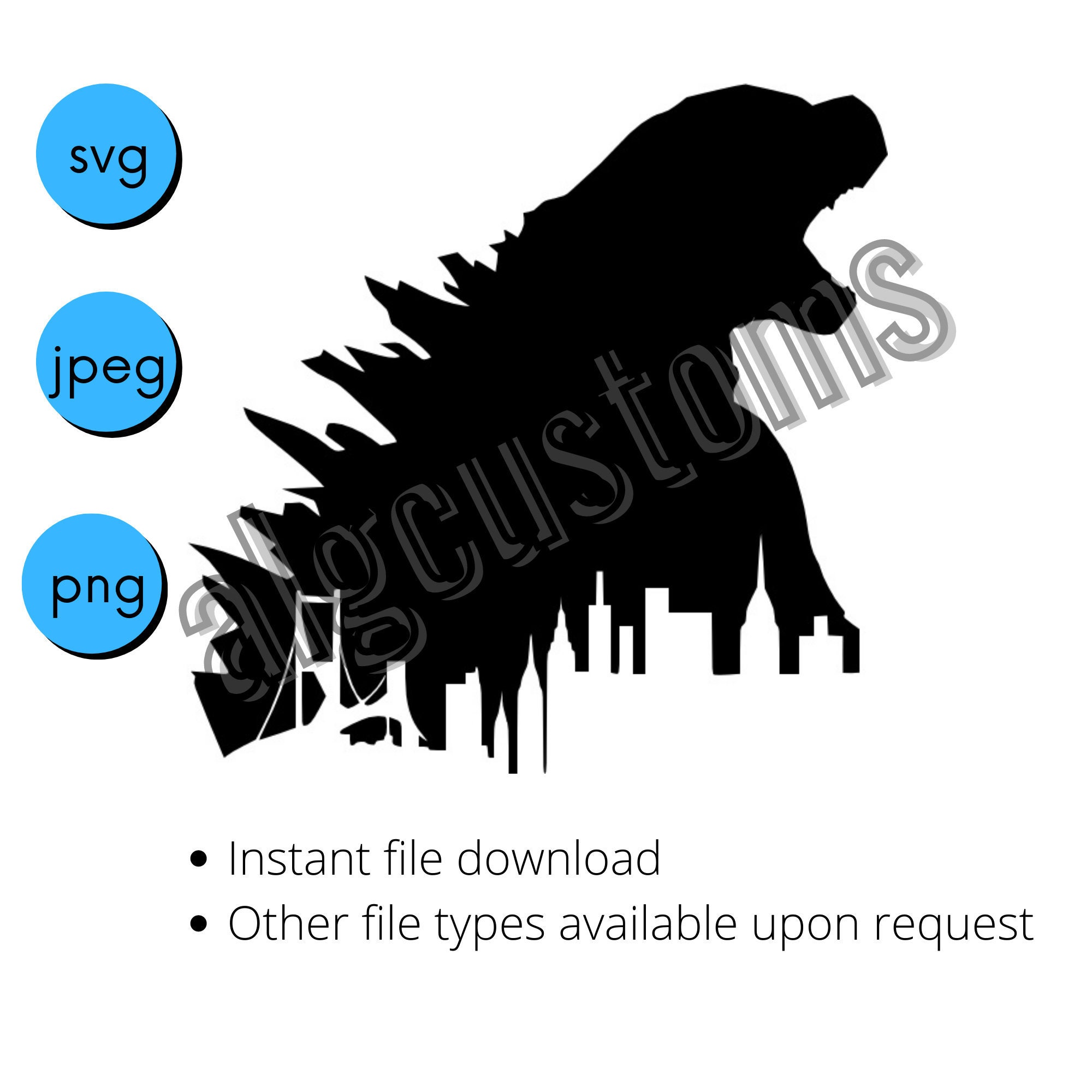 Godzilla City Silhouette Stencil Svg Png Jpeg - Etsy