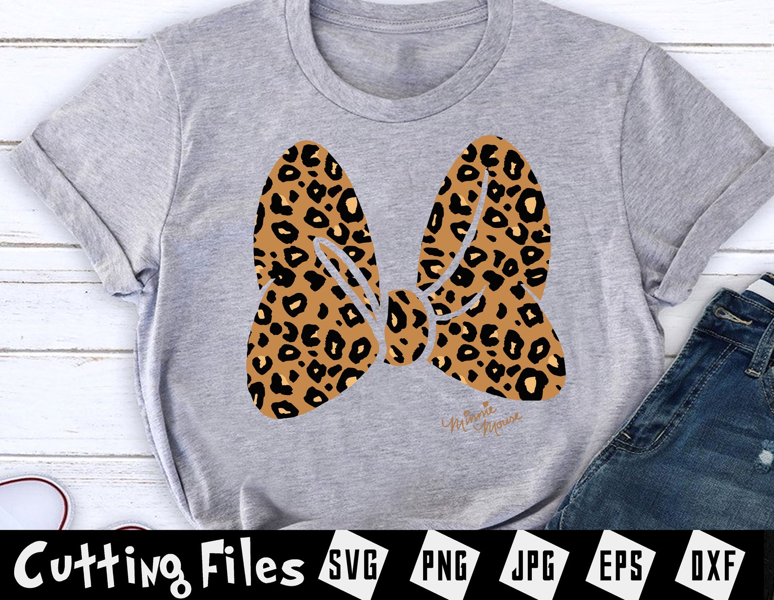 Minnie Mouse Leopard Print Bow Svg Cheetah Bow Svg Disney Etsy