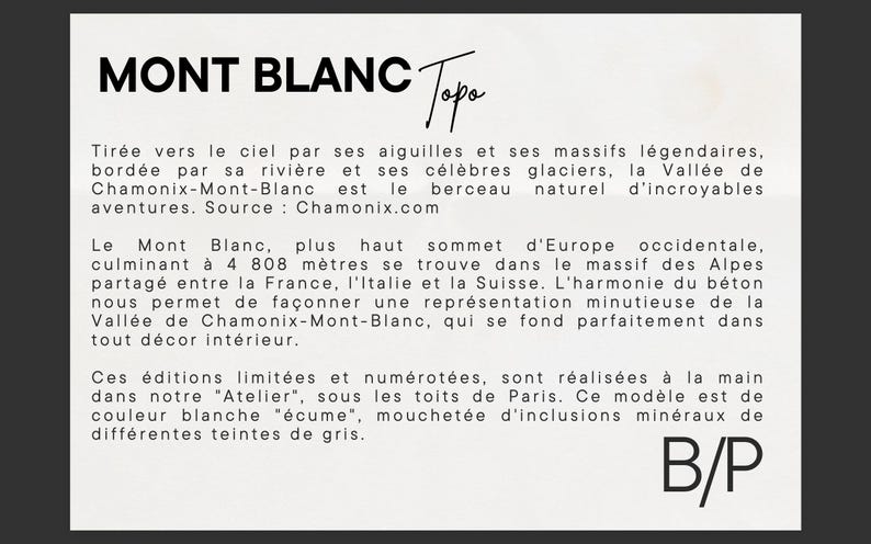 Mont Blanc Relief Map - Personalized - Light-colored Concrete Sculpture ...