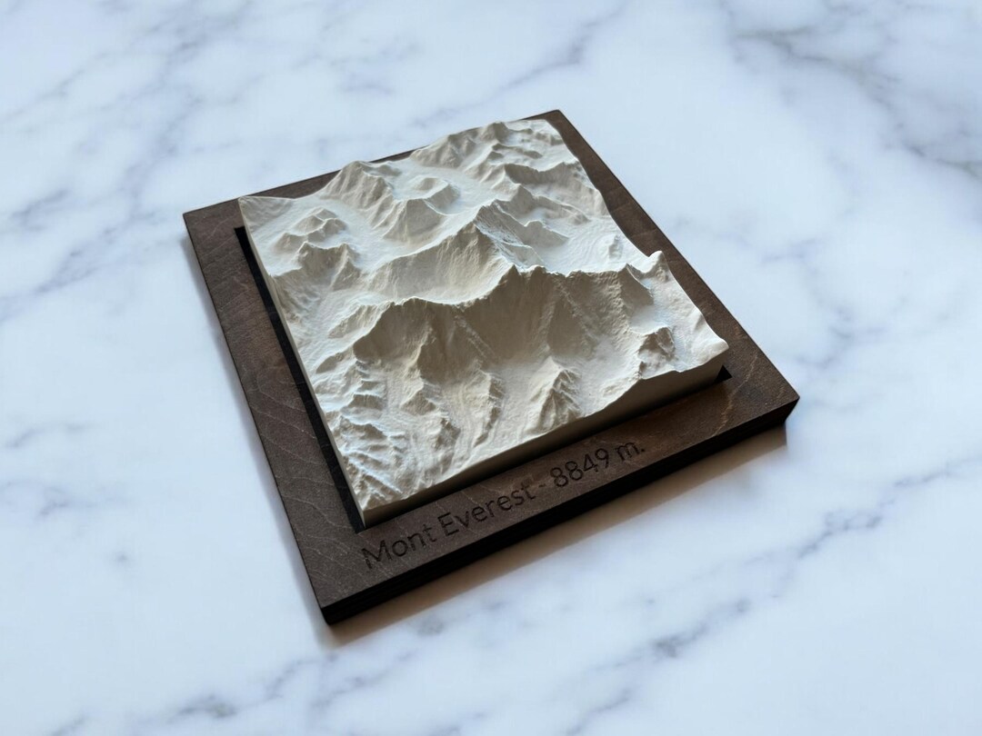 Relief Map of Mount Everest – Light-colored Concrete Sculpture ...