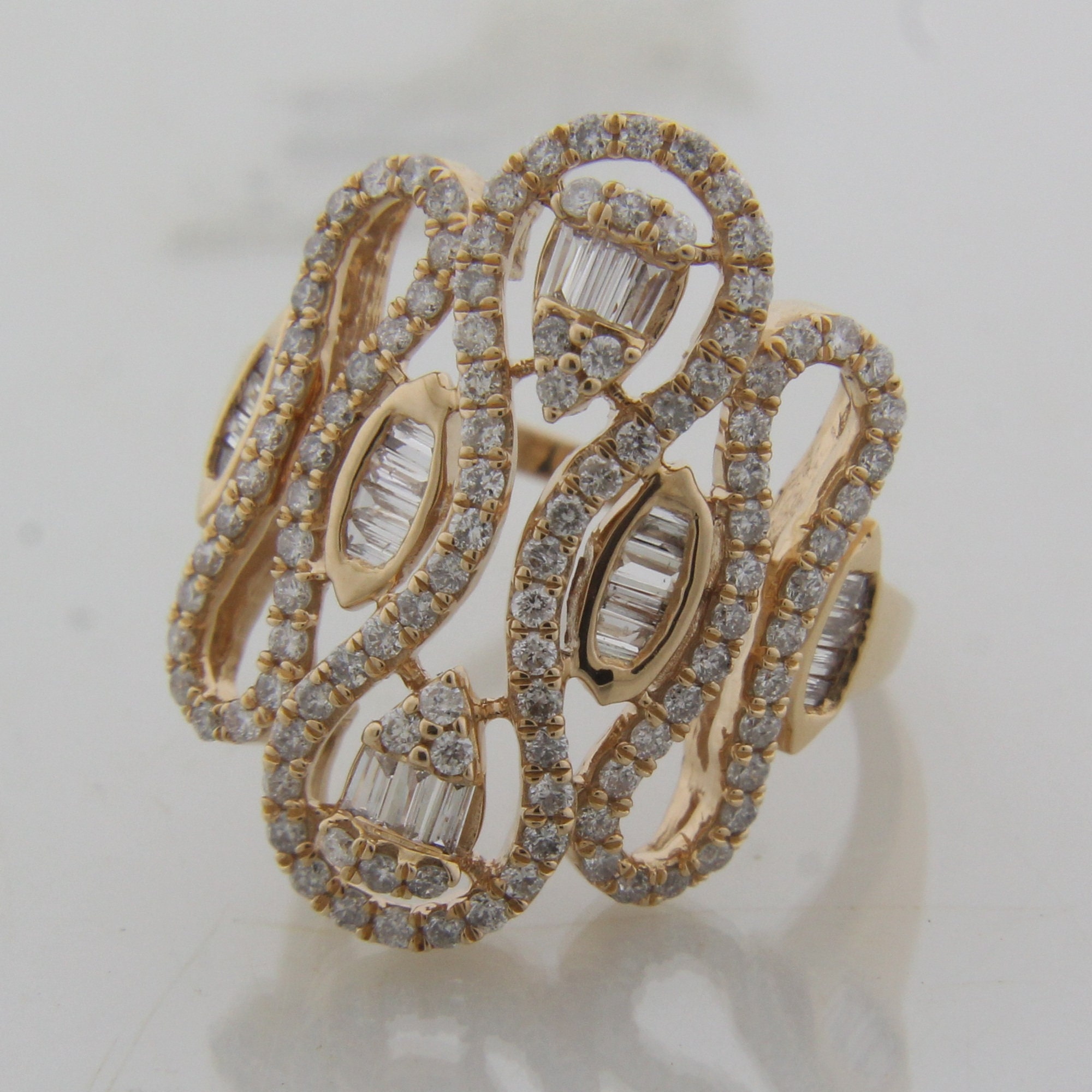 Unique Lace Design Gold Ring Combine with Multiple Round and | Etsy