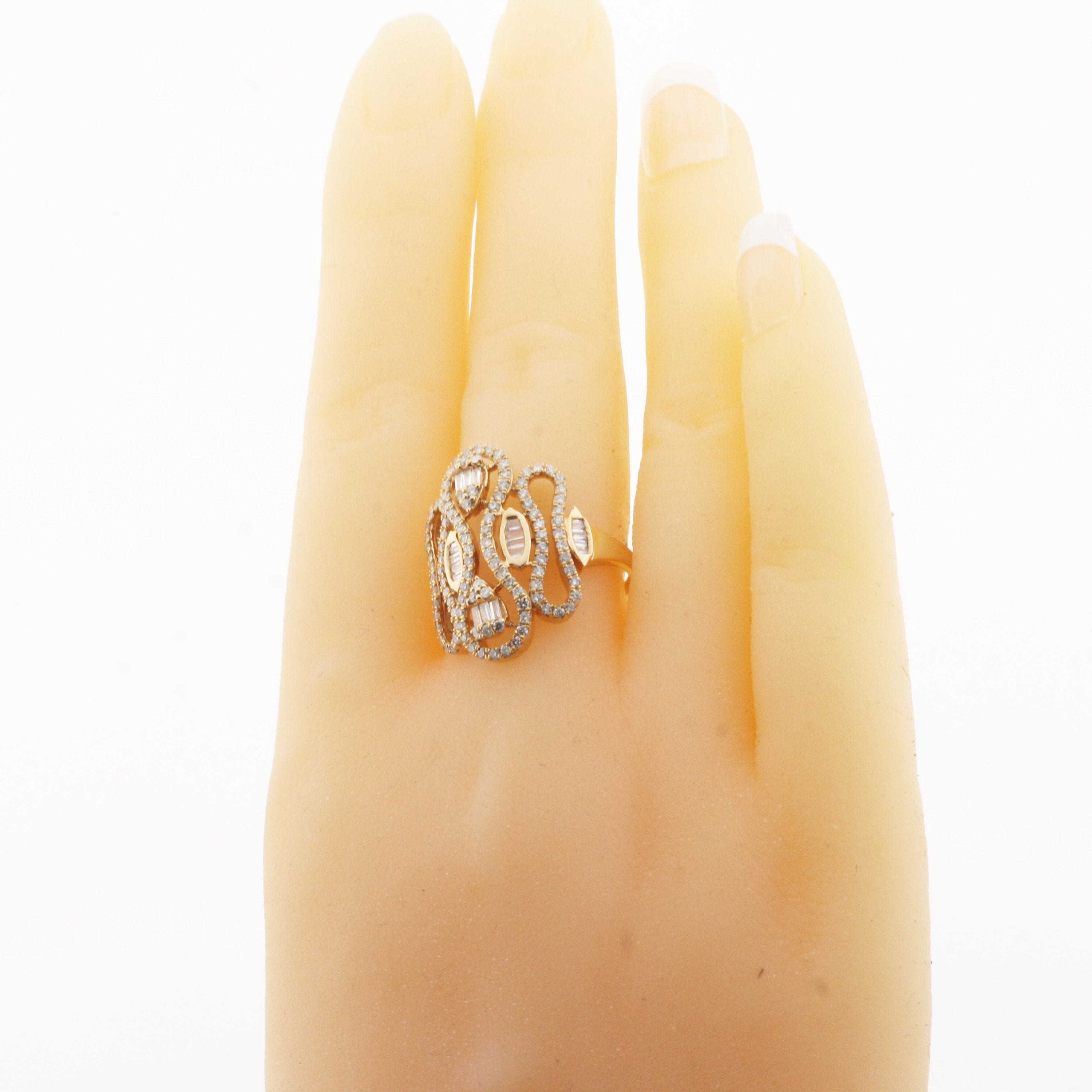 Unique Lace Design Gold Ring Combine with Multiple Round and | Etsy