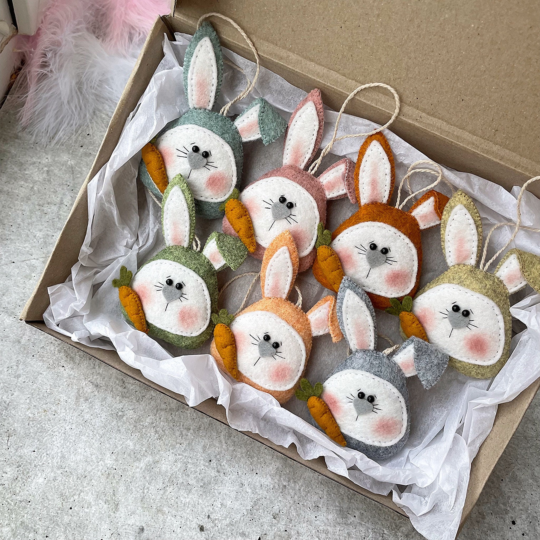 Set of 7 Easter Bunny Felt Easter Egg Felt Felt Easter - Etsy