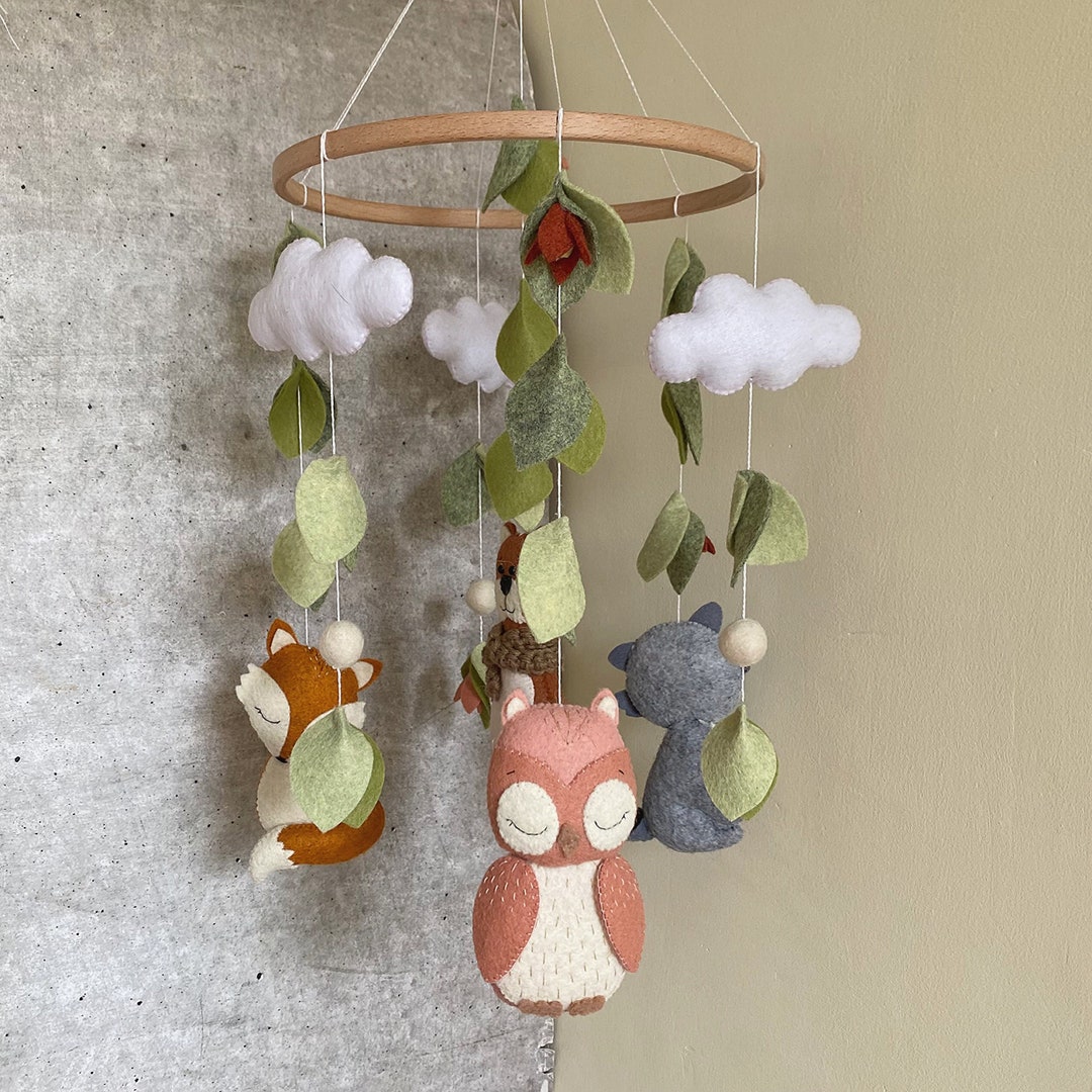 Woodland Animal Mobile for Nursery, Flowers Mobile Nursery, Shabby Chic ...