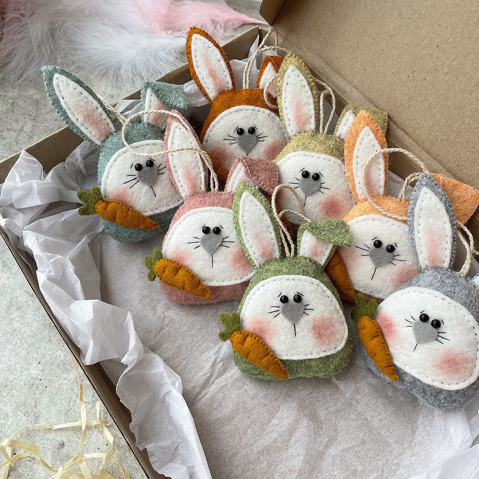 Set of 7 Easter Bunny Felt Easter Egg Felt Felt Easter | Etsy