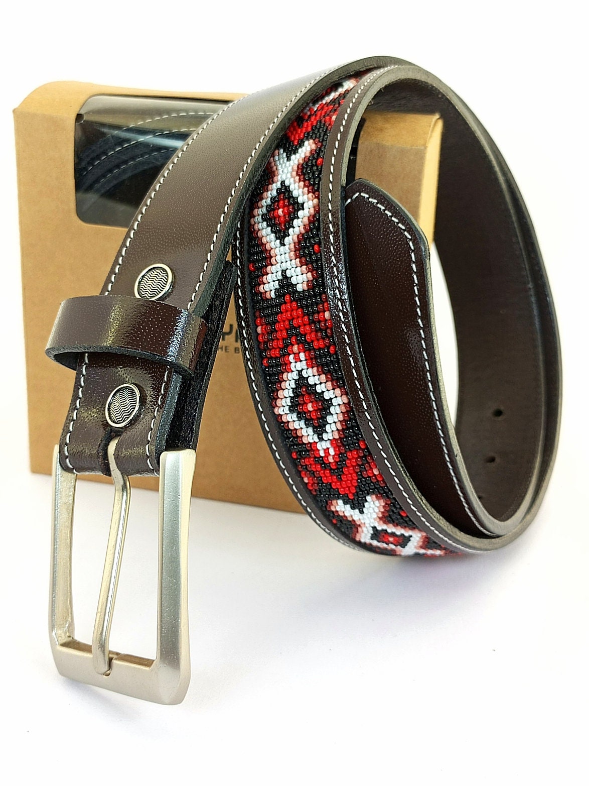 Man Leather Bead Belt Native America Bead Belt Women - Etsy