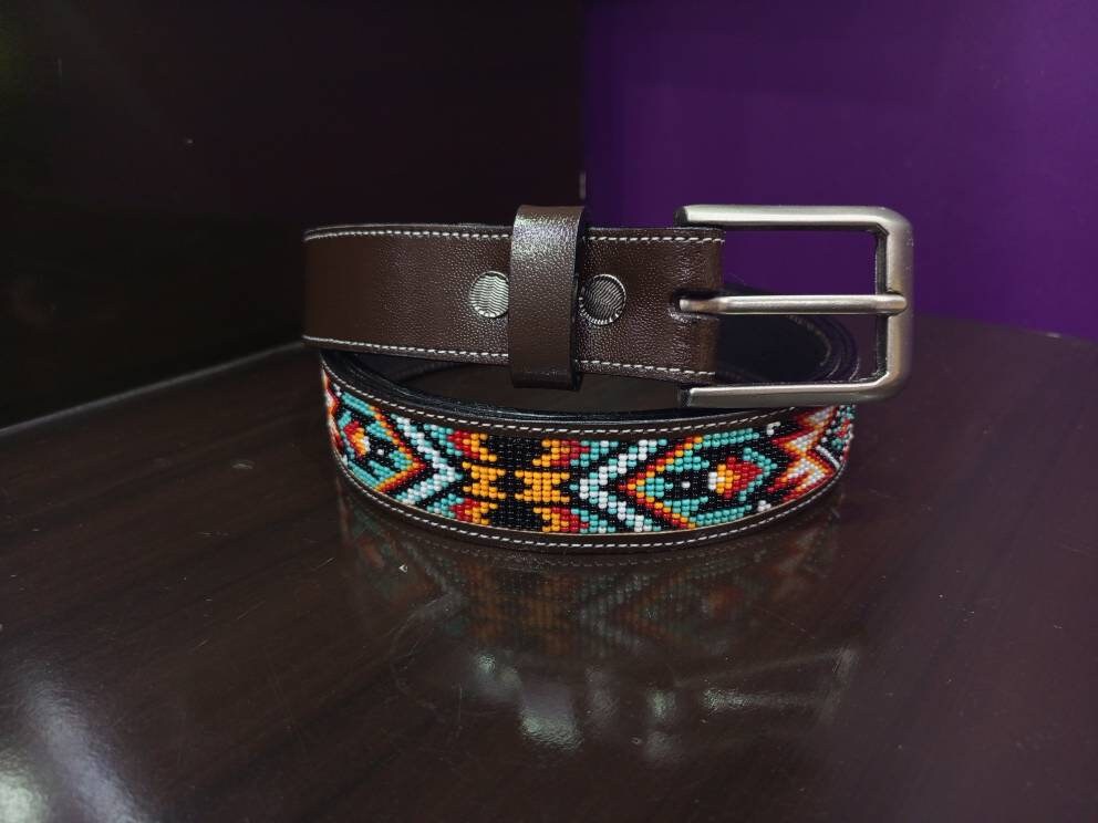 Leather Beaded Belt for Men and Women-removable Buckle-black - Etsy