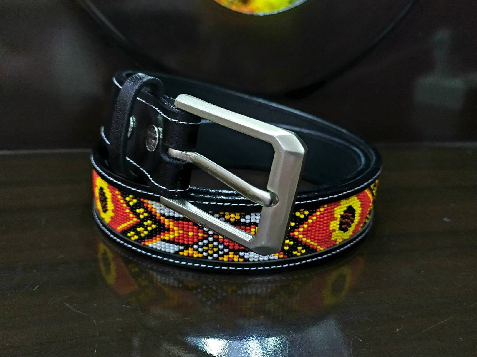 Leeather Belt Vintage Belt Handmade Belt Bead Belt Casual Belt - Etsy