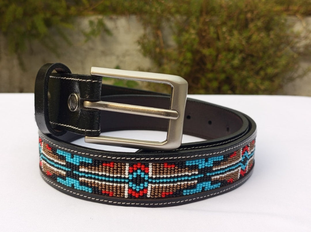 Leather Beaded Belt for Men and Women-removable Buckle-black and Brown ...