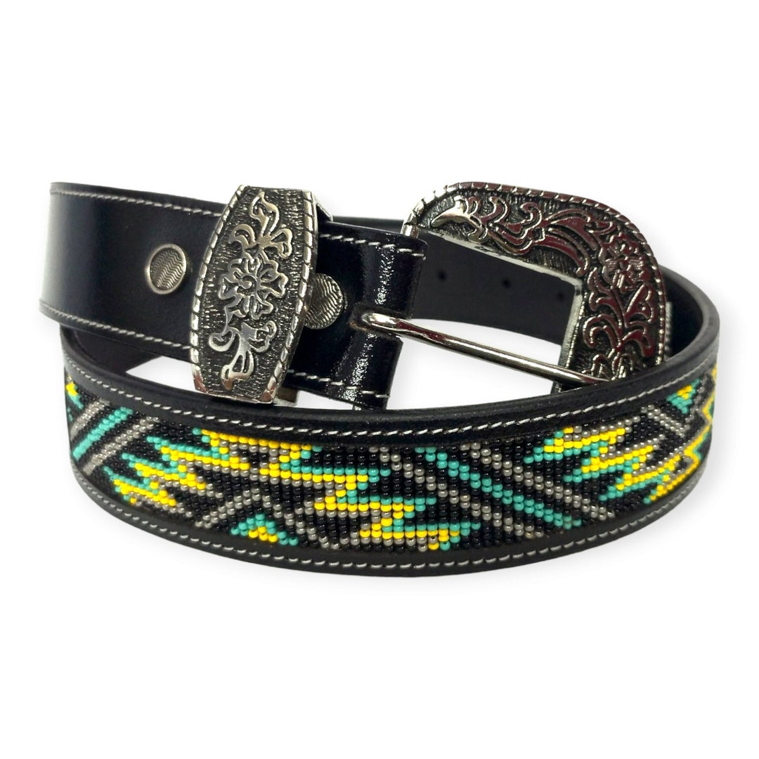 Customized Bead Belt, Western Leather Removable Buckle Belt, 1 1/2 ...
