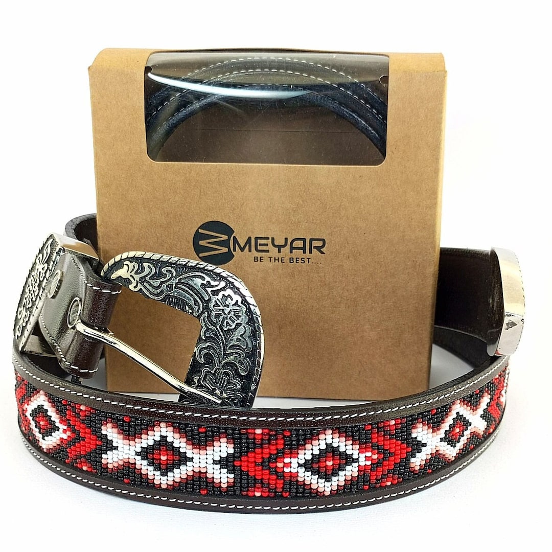 Man Leather Bead Belt Native America Bead Belt Women - Etsy