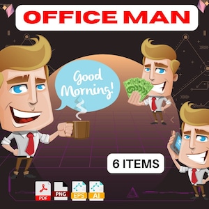 Office Man Cartoon Vector Character - Etsy