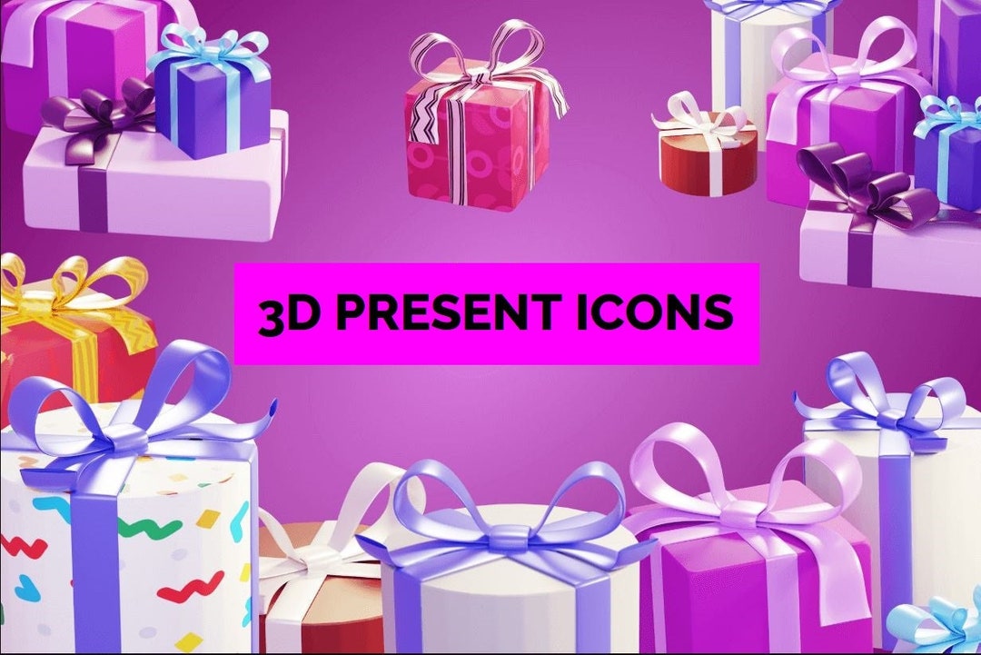 3D Present Icons Box Clipart, Design Bundles - Etsy