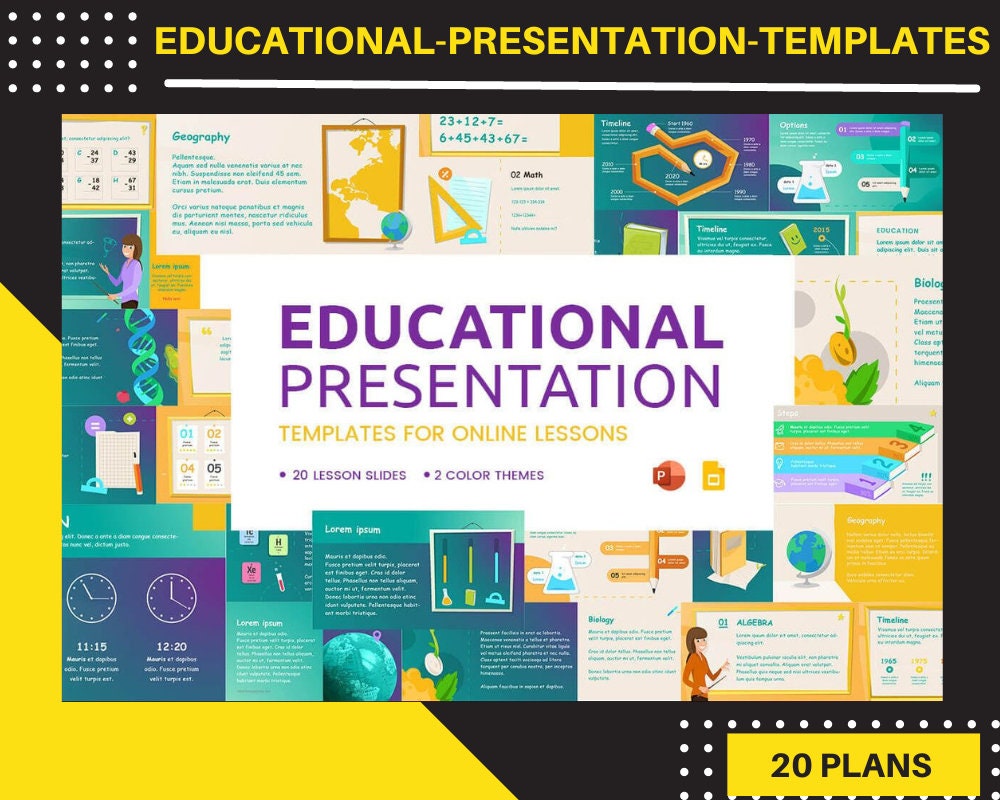 Educational Presentation Templates for Online Lessons Complete Set ...