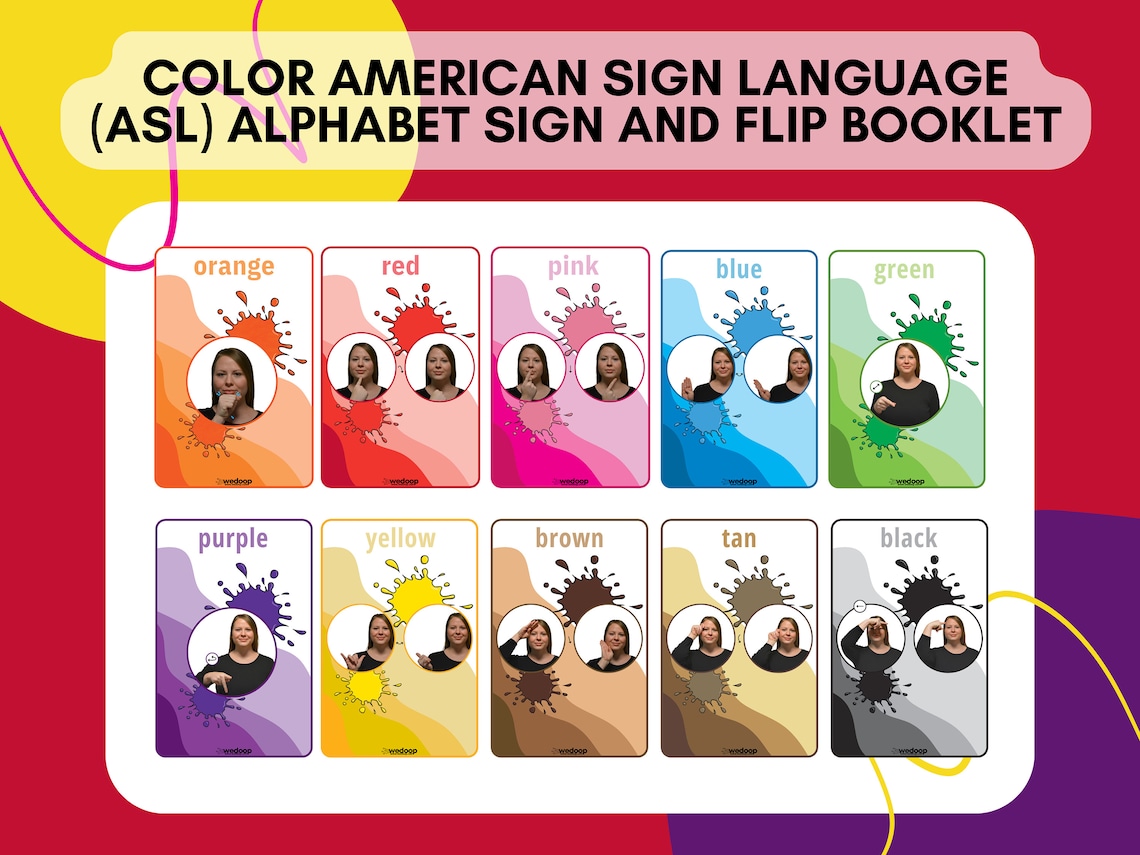 American Sign Language (ASL) Colors Chart and Posters, Signing ...