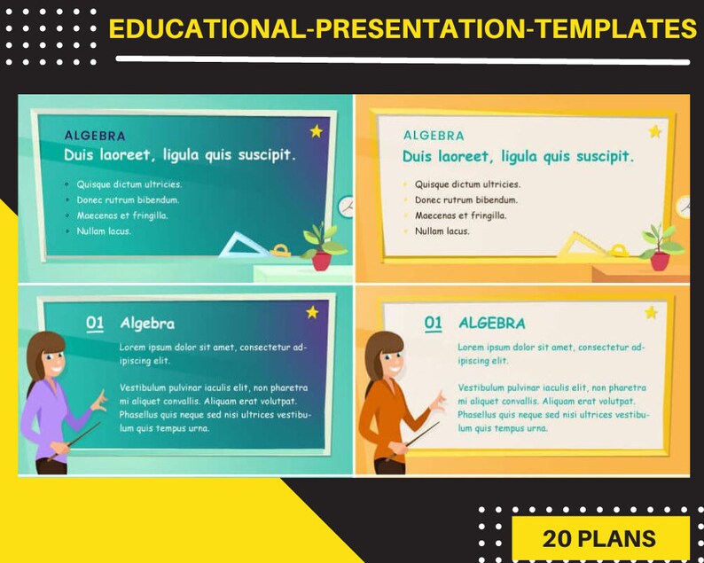 Educational Presentation Templates for Online Lessons Complete Set ...