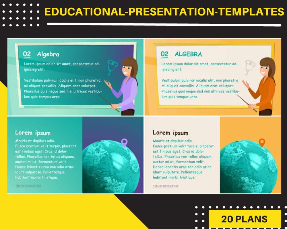 Educational Presentation Templates for Online Lessons Complete Set ...