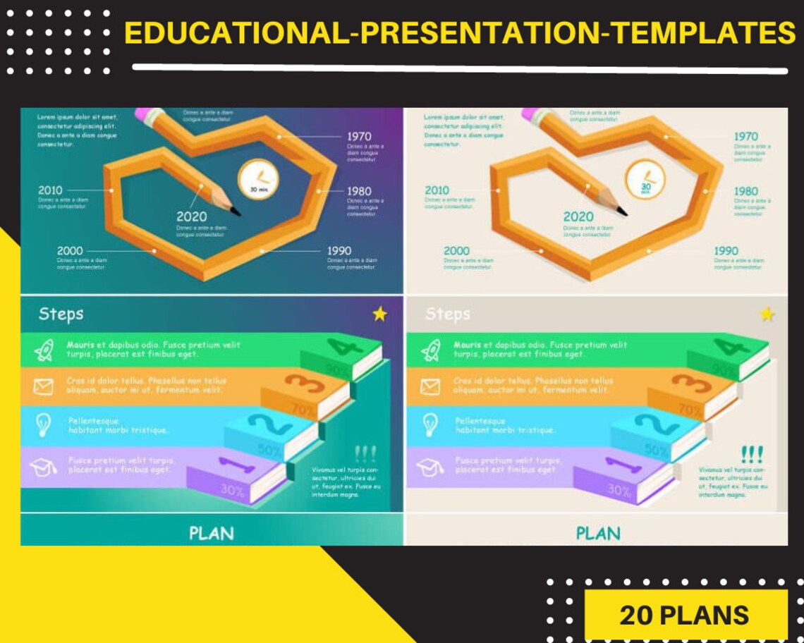 Educational Presentation Templates for Online Lessons Complete Set ...