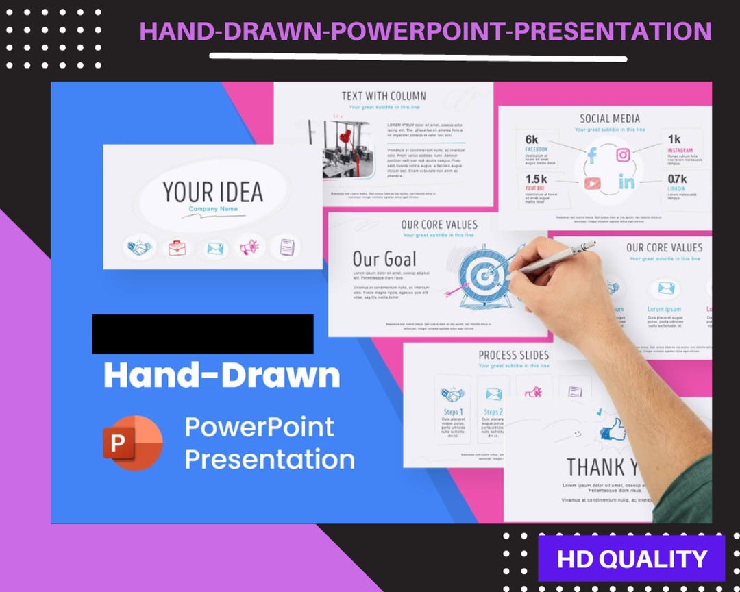 Creative Hand-drawn Powerpoint Presentation - Complete Set - Etsy