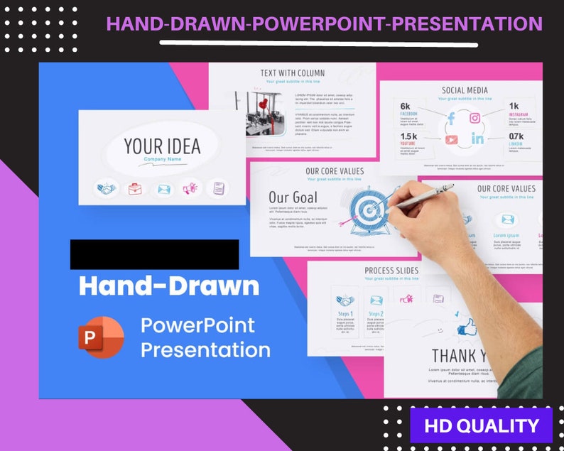Creative Hand-drawn Powerpoint Presentation - Complete Set - Etsy