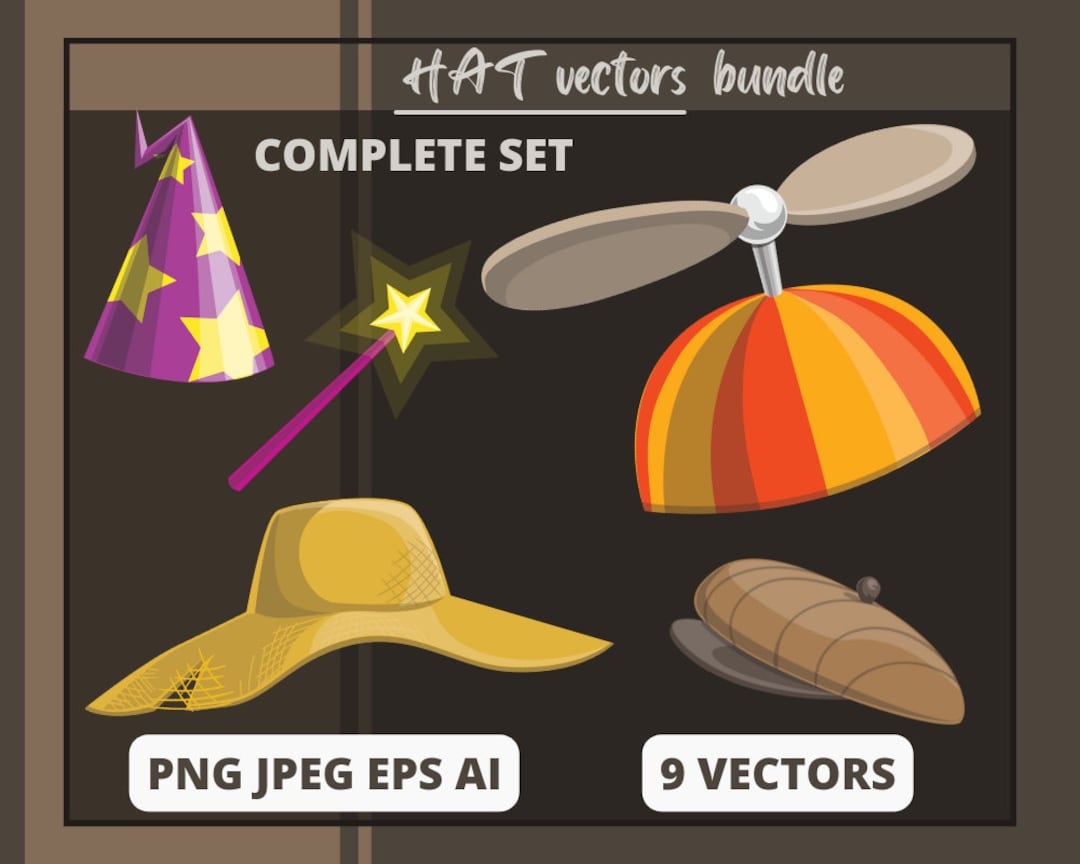 9 Hat Vectors Bundle HD Quality Complete Set to Use in Projects - Etsy