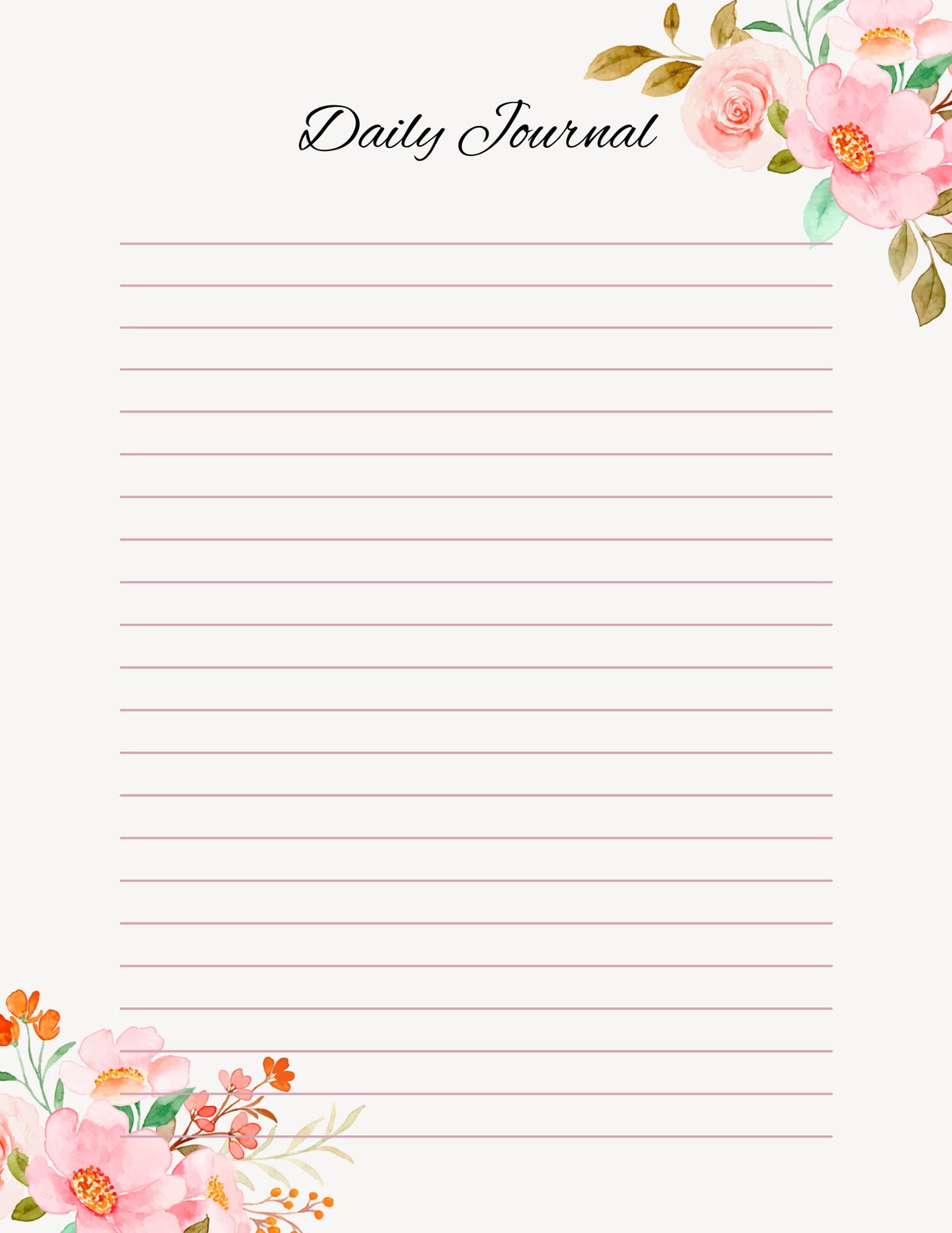 Digital Journal Floral Design Downloadable 72 Pages - Etsy
