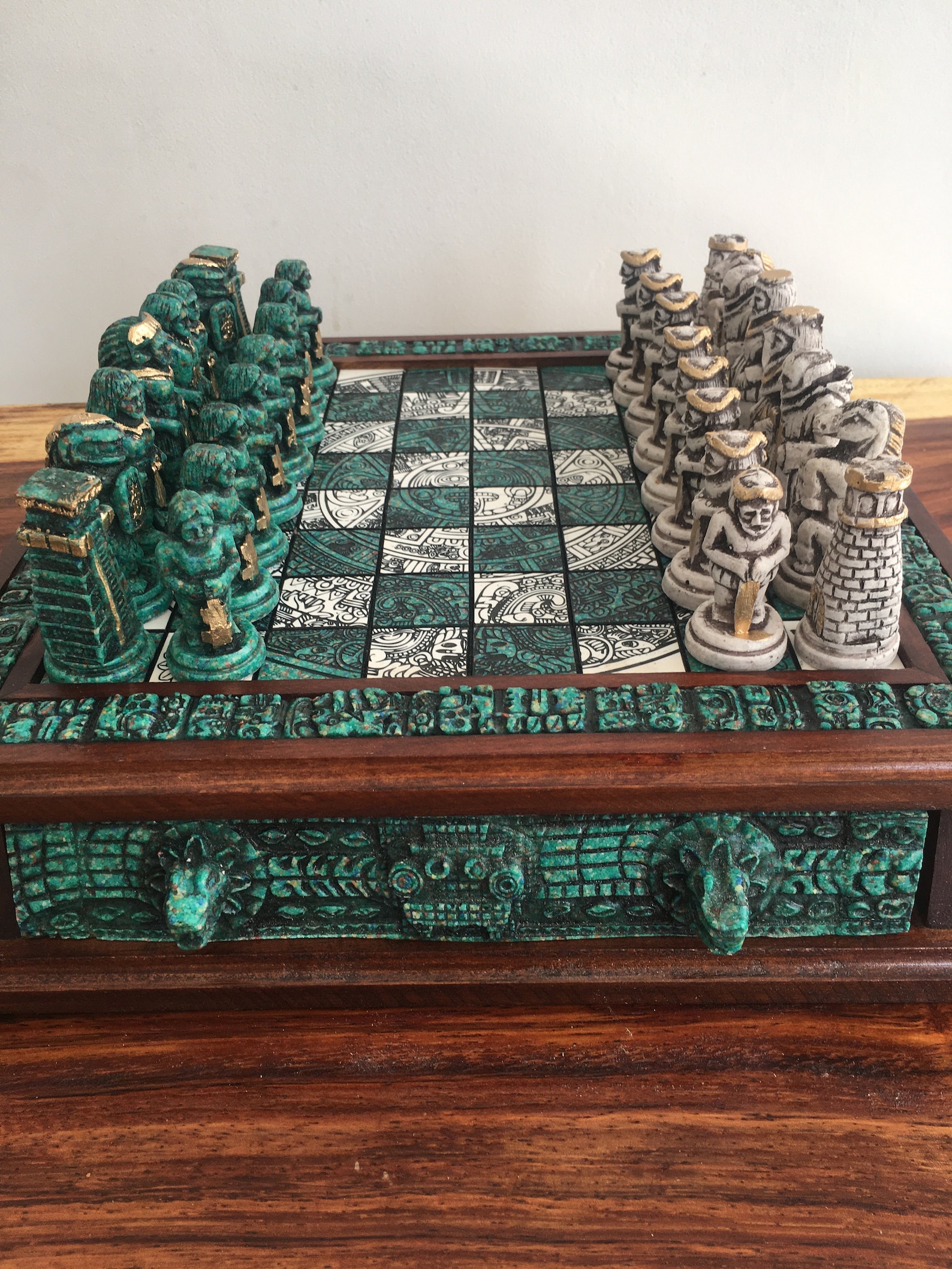 Chess set Culture of Mexico Artisan chess Aztec Chess Set | Etsy