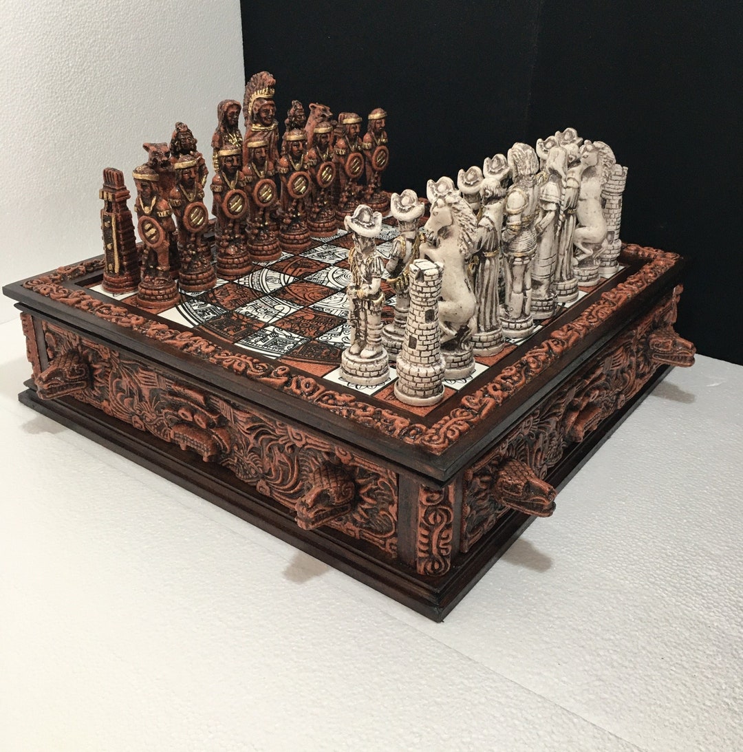 Chess Aztec Mayan Spanish Conquistadors Wood Resin Chess, 59% OFF