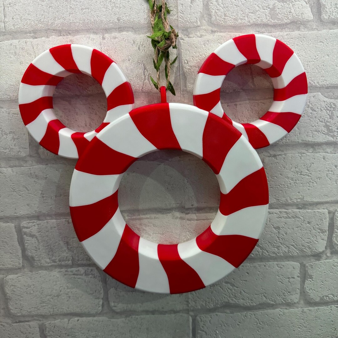 Printnovex Peppermint Christmas Wreath Mickey Head Themed Wall ...