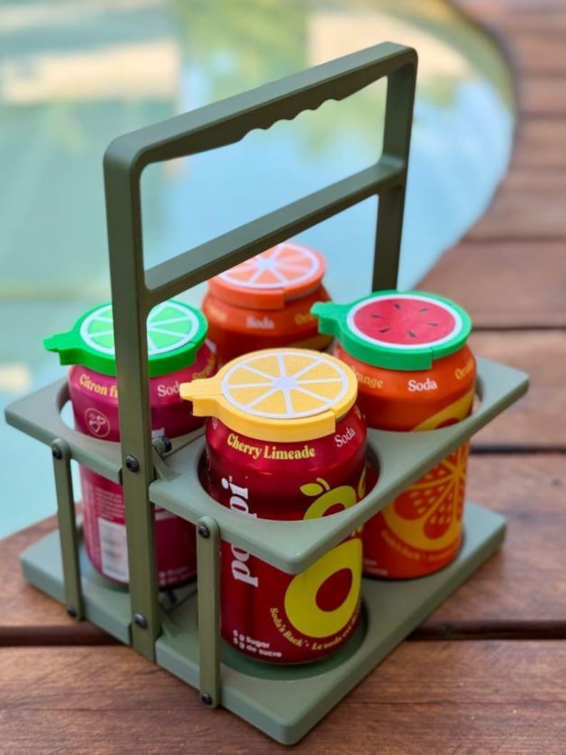 4-can Caddy – 3D Printed Pop Can Holder With Handle | Portable Drink ...