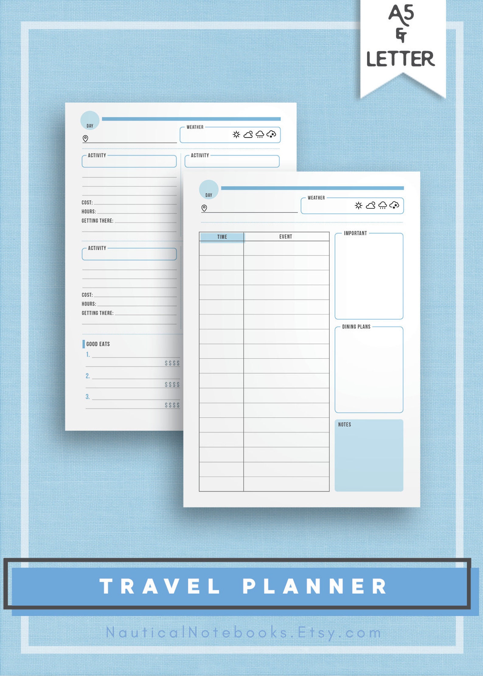 Travel Planner Stampabile / Itinerario Vacanze / Lista di imballaggio ...