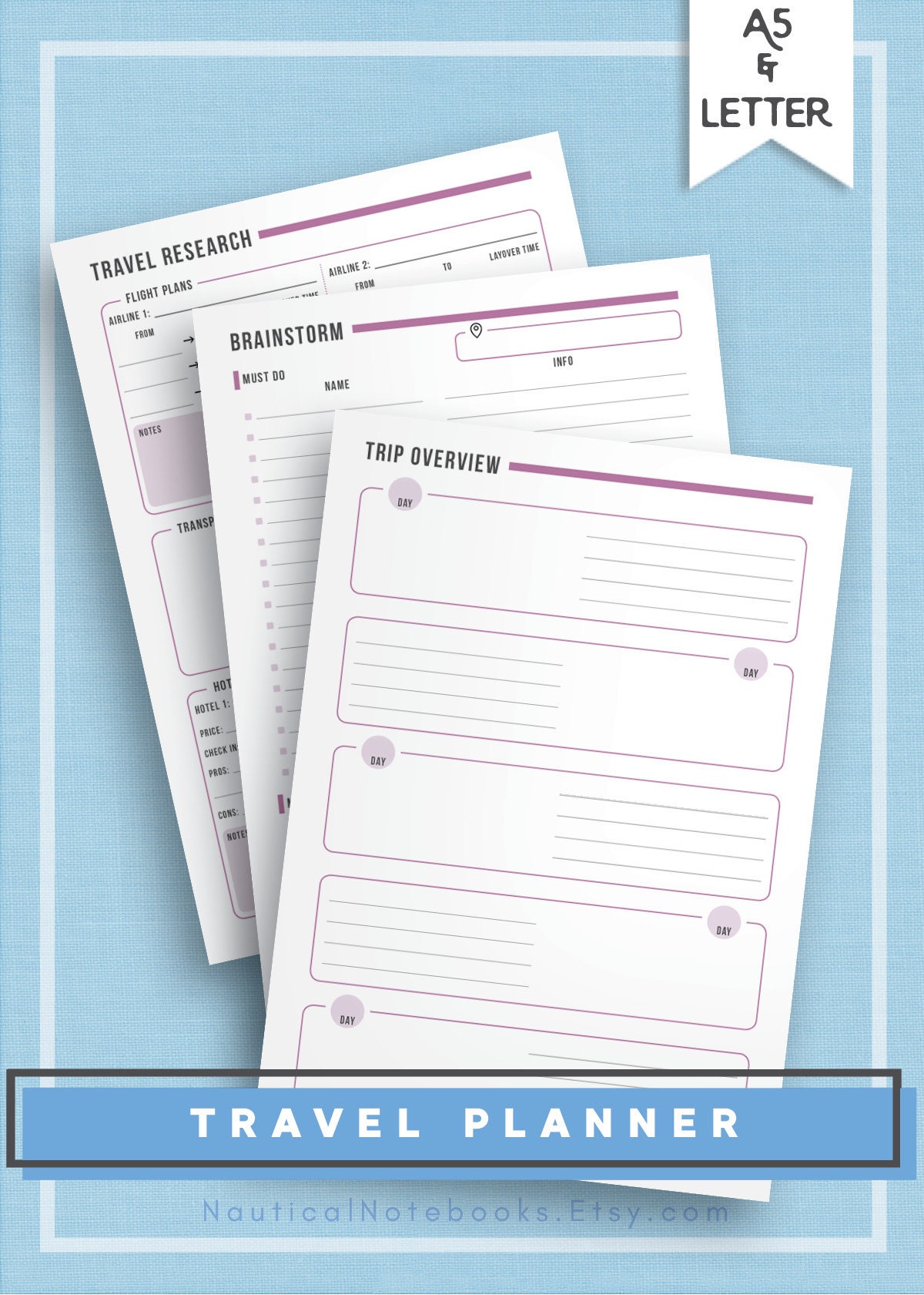 Travel Planner Printable Vacation Itinerary Trip Packing List Vacation ...