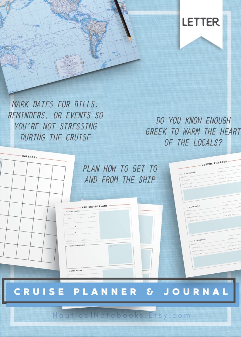 Cruise Travel Planner & Journal | Cruise Itinerary | Printable Cruise ...