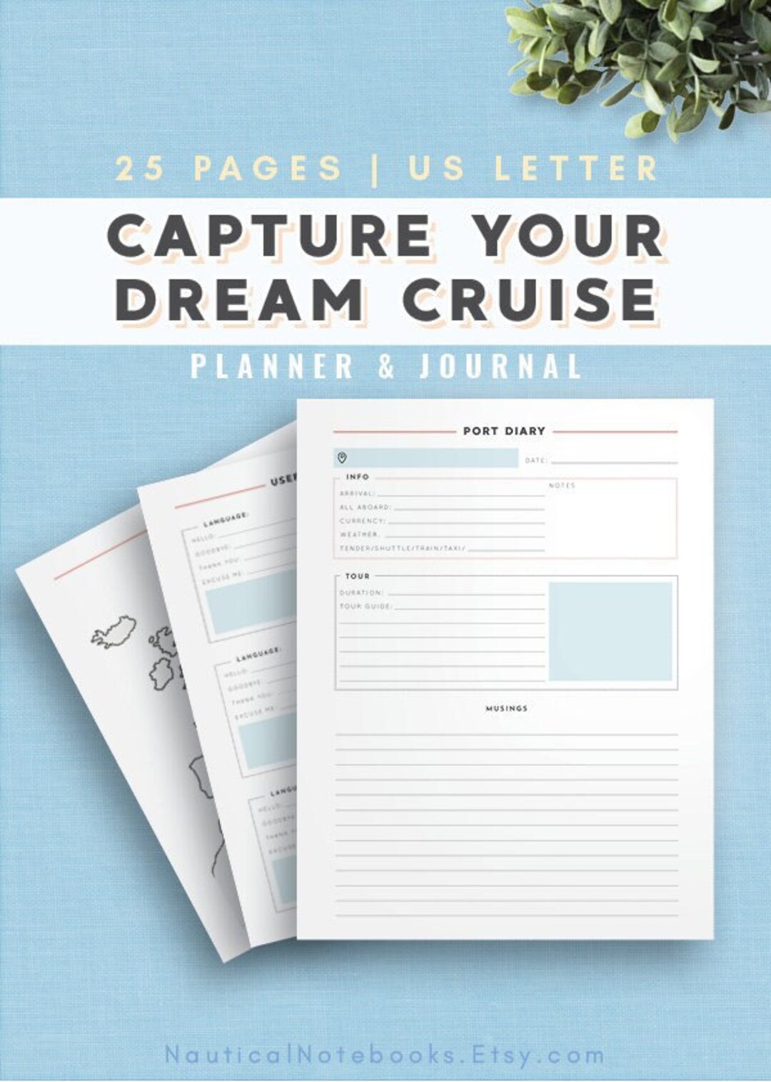 Cruise Travel Planner & Journal | Cruise Itinerary | Printable Cruise ...