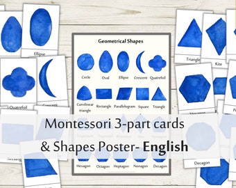 Montessori Geometric Plane Shapes Poster - Etsy