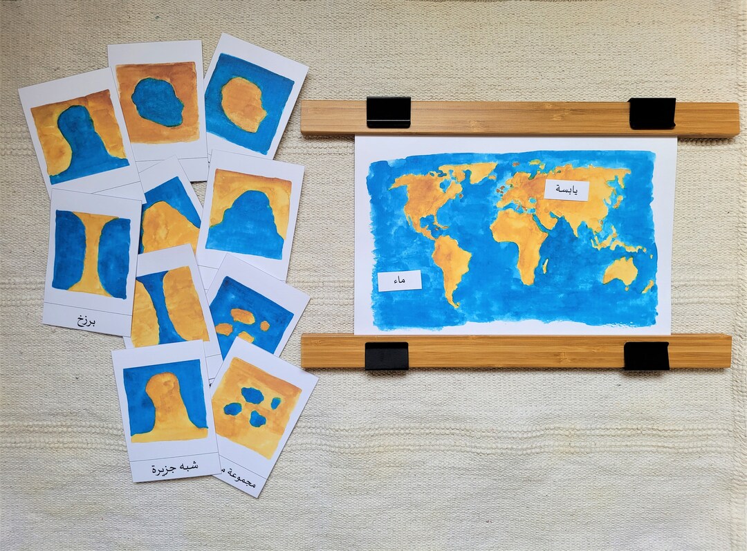 Montessori Land & Water Forms 3 Part Cards and World Map - Etsy
