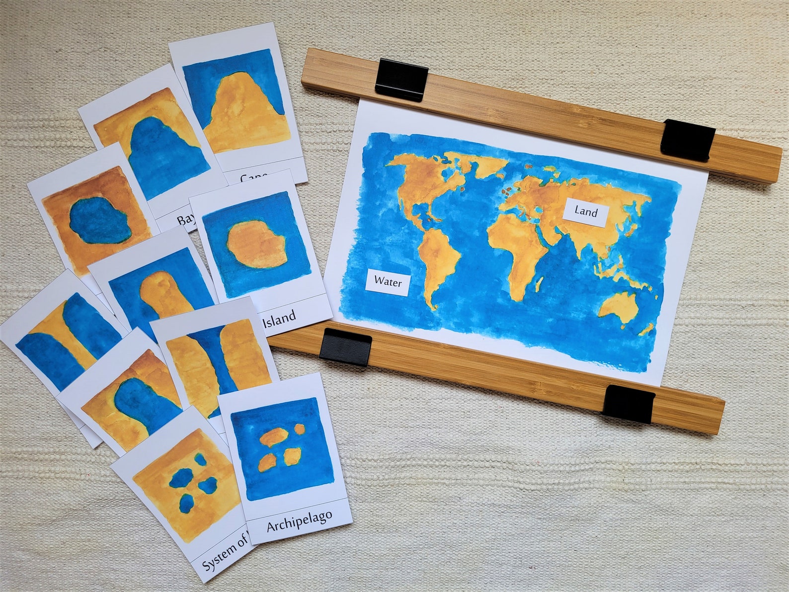 Montessori Land & Water Forms 3 Part Cards and World Map Chart - Etsy UK