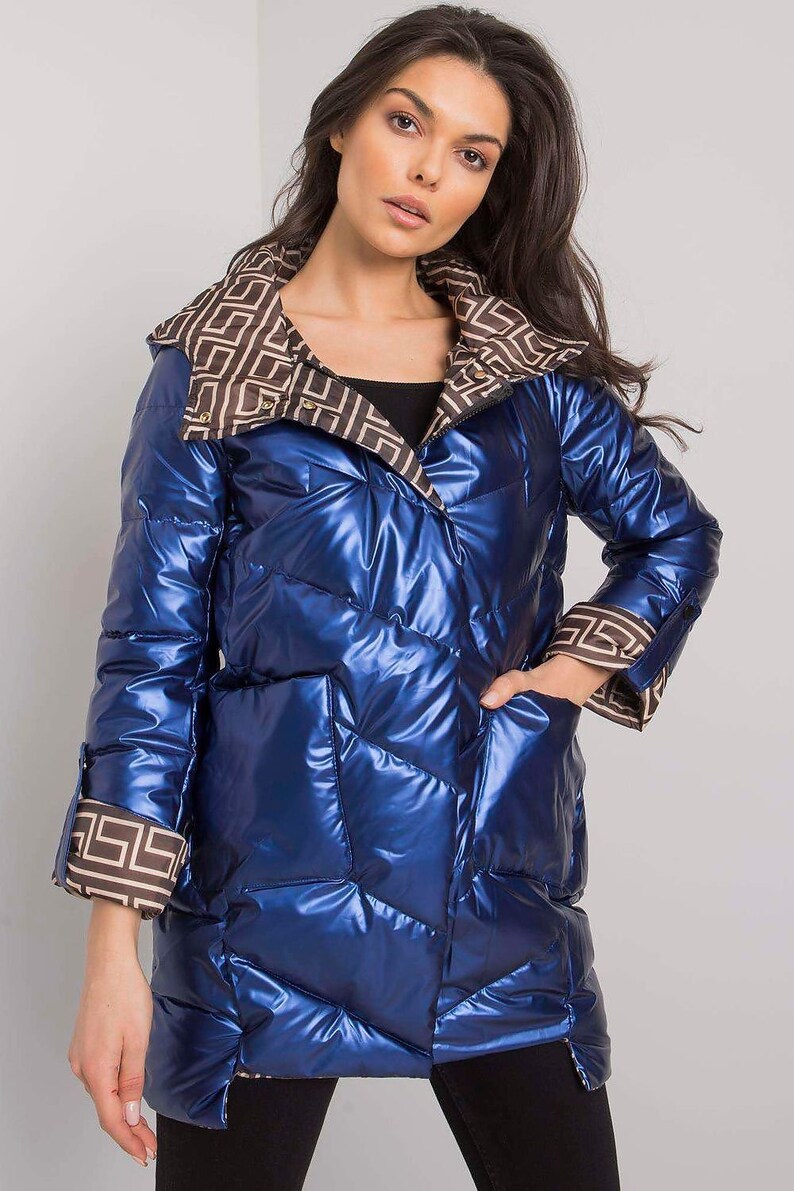 QUILTED METALLIC Puffer Parka PVC Jacketpuffer Jacket Puffer - Etsy