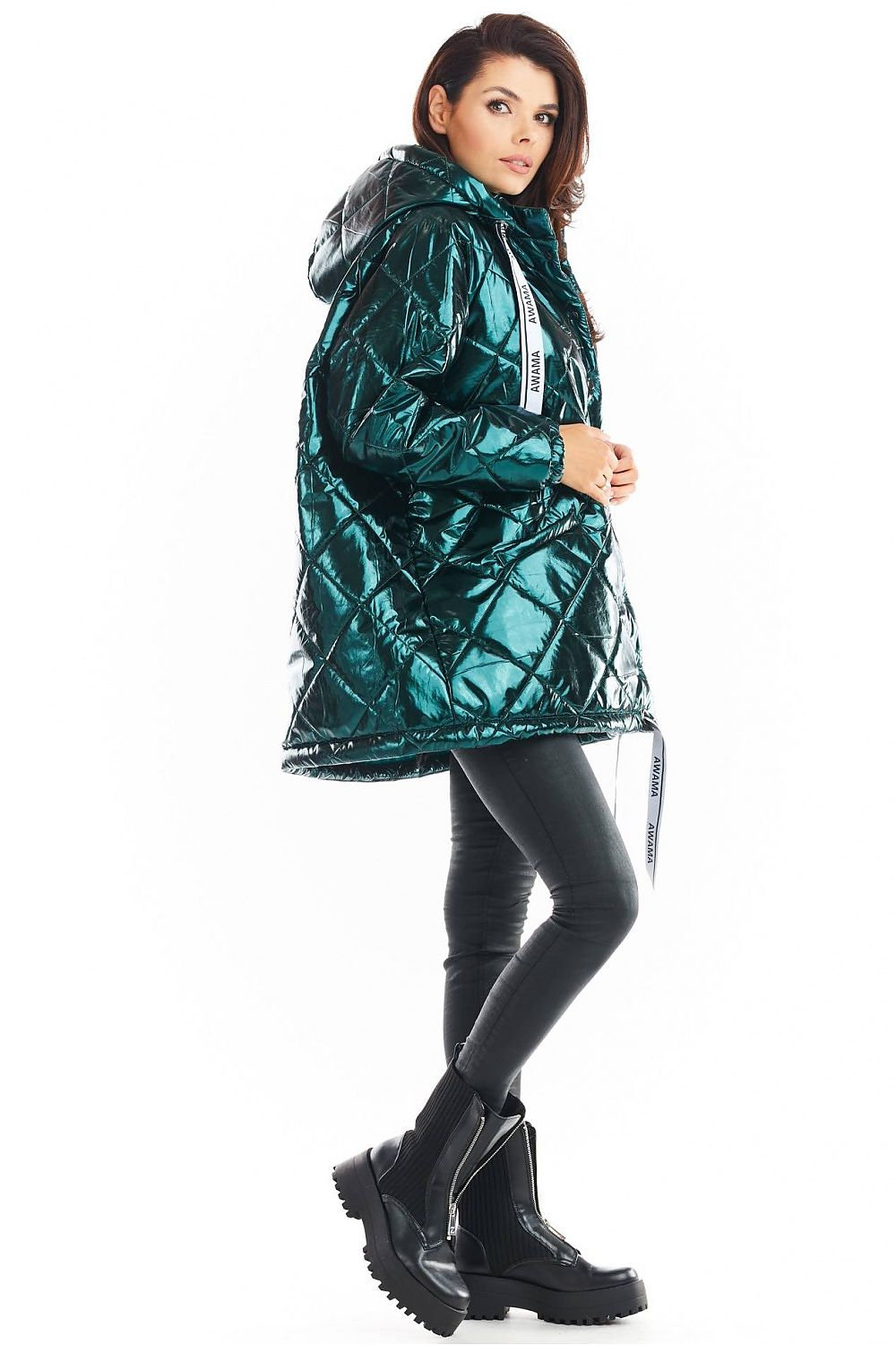 OVERSIZED Quilted PATENT Leather Jacket, PCV Vinyl Coat, Hooded Puffer ...