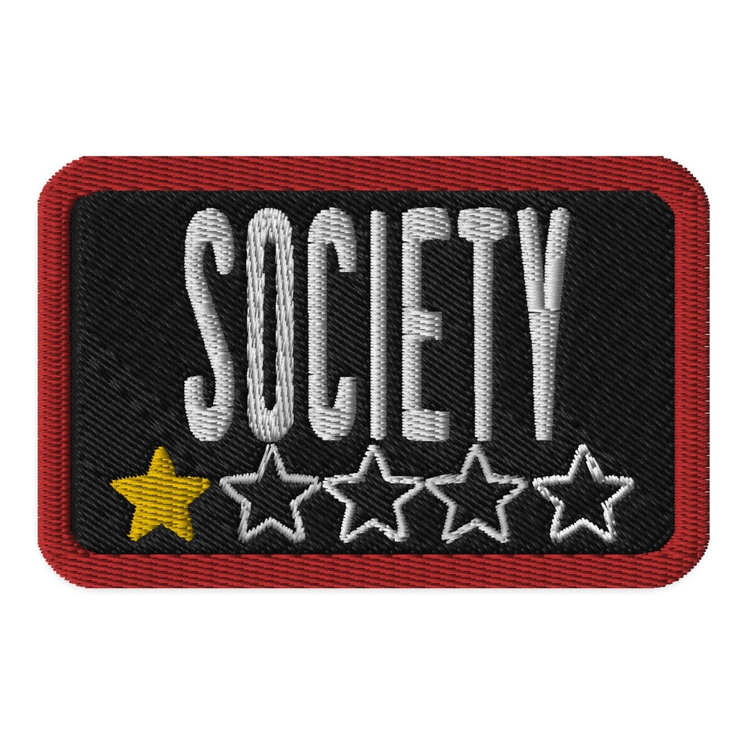 Society One Star Rating Embroidered Patch, Iron On, Sew On, Metal, Punk ...