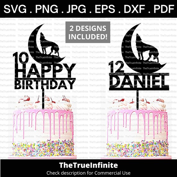 Wolf Howling Werewolf Cake Topper svg DIY Personalice nombre - Etsy México