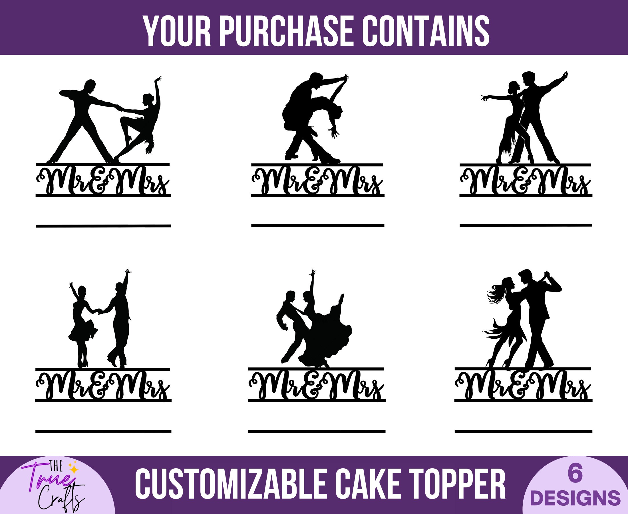 Mr and Mrs Latin Dance Cake Topper Svg -personalize Couple Name and ...