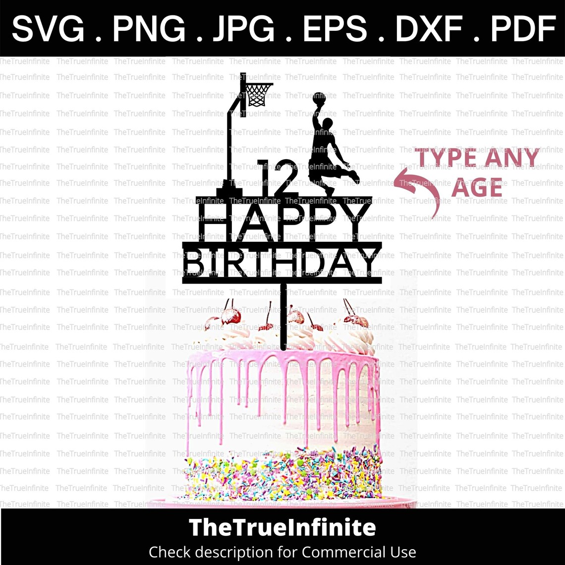 Basketball Themed Birthday Cake Topper Svg DIY Personalize - Etsy